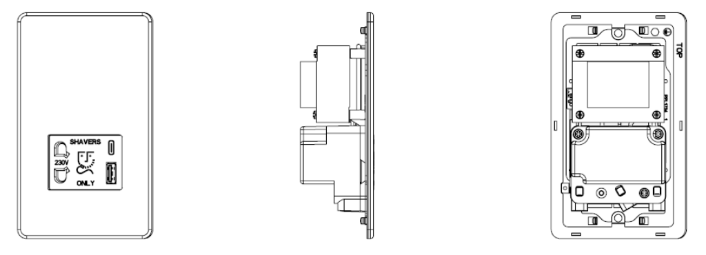 Knightsbridge Screwless Polished Chrome 230V Shaver Socket with Dual ...