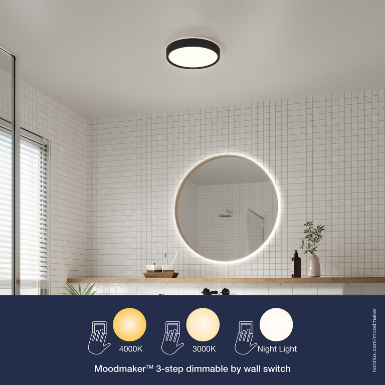 Nordlux Noxy 17W Black Bathroom LED Ceiling Light | UKES