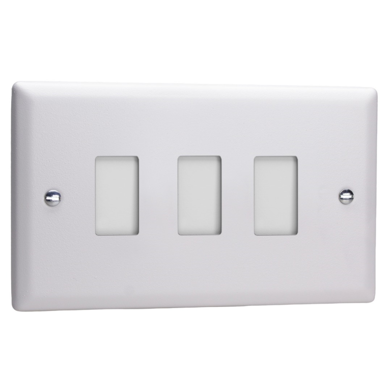 Varilight PowerGrid Urban Chalk White 3 Gang Faceplate | UKES