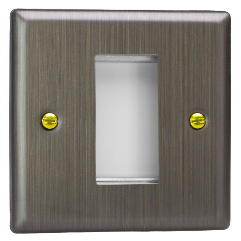 Varilight Urban Antique Brass 1 Gang Single Aperture DataGrid Faceplate ...