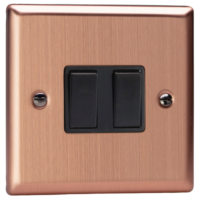 Varilight Urban Brushed Copper 2 Gang 10A Intermediate Switch and 10A 2 ...