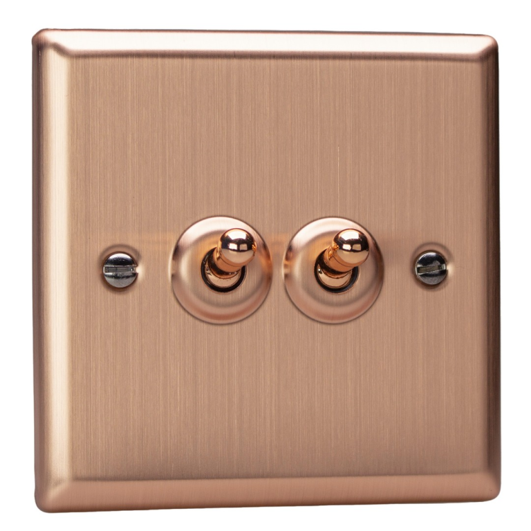 Varilight Urban Brushed Copper 2 Gang 10A Intermediate Toggle Switch ...