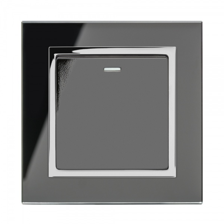 Retrotouch Crystal 1 Gang Retractive/Pulse Light Switch with Black ...