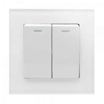 Retrotouch Crystal 2 Gang Retractive/Pulse Light Switch with White ...
