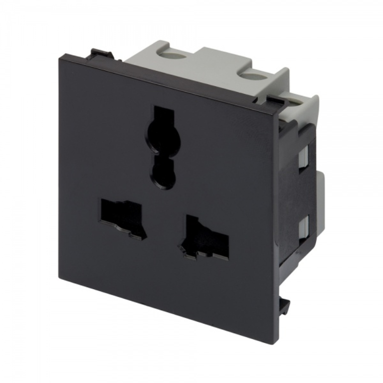 Retrotouch Black 13A Multi Socket Module - 50x50mm | UKES