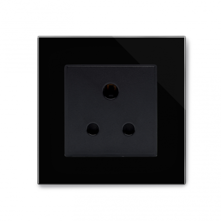 Retrotouch Black 15A Round Pin Socket Module - 50x50mm | UKES
