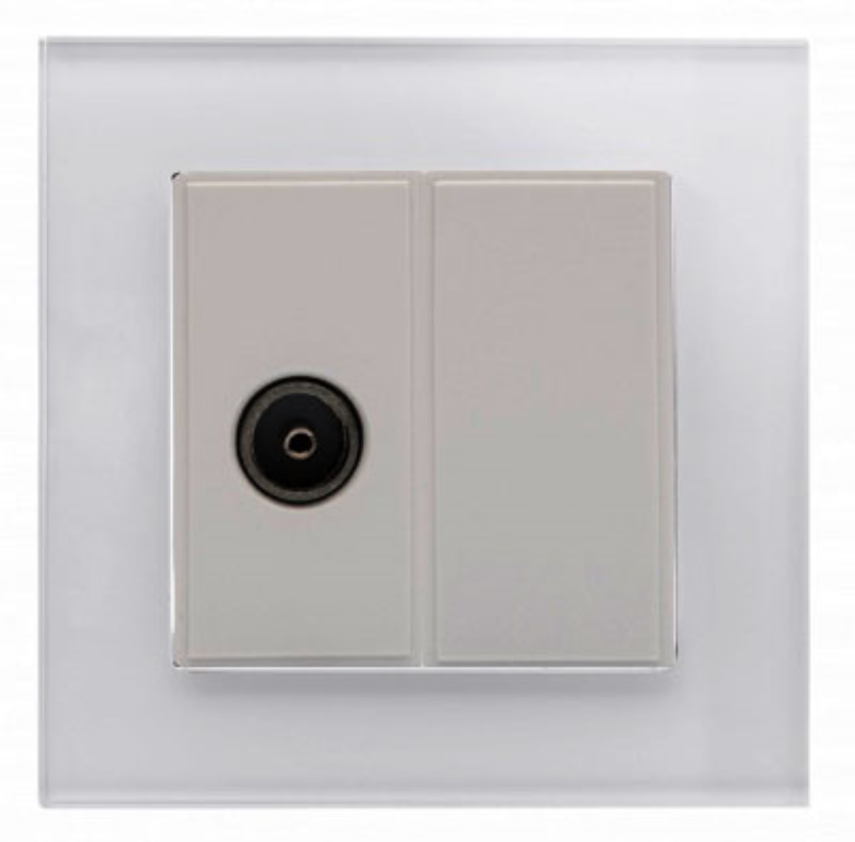 Retrotouch Crystal White Plain Glass TV Socket | UKES
