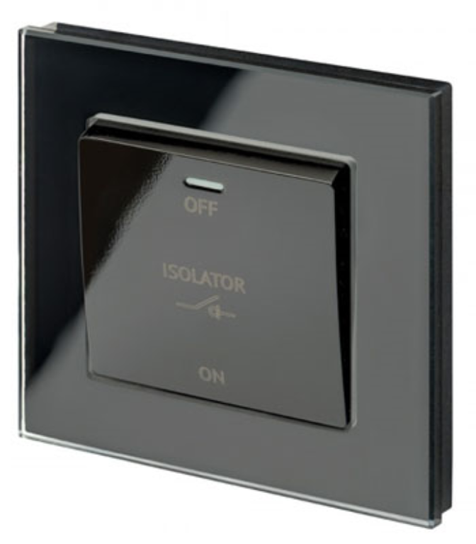 Retrotouch Crystal Black Plain Glass 10A 3-Pole Fan Isolator Switch | UKES