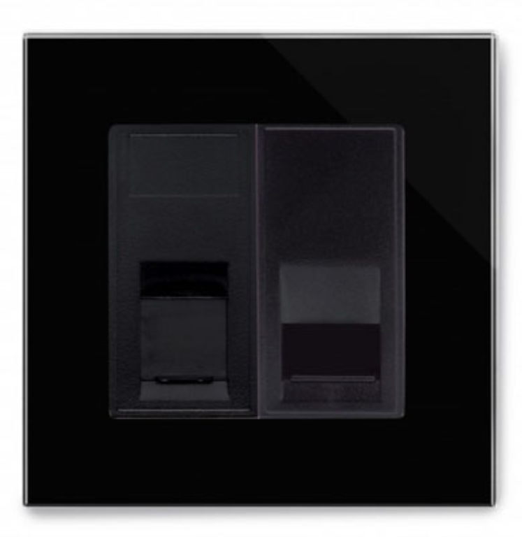 Retrotouch Crystal Black Plain Glass CAT5E/BT Master Phone Socket | UKES