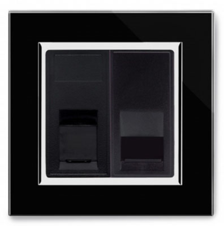 Retrotouch Crystal Black Chrome Trim CAT5E/BT Master Phone Socket | UKES