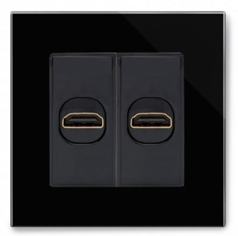 Retrotouch Crystal Black Plain Glass Dual HDMI Socket | UKES