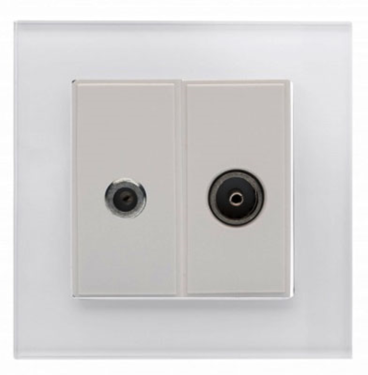 Retrotouch Crystal White Plain Glass SAT/TV Socket | UKES