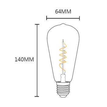 Knightsbridge 4W 1800K Dimmable E27 ST64 Amber Spiral LED Filament Bulb | UKES