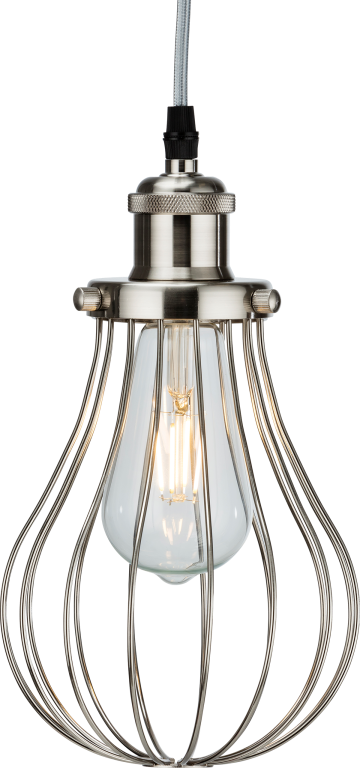 Knightsbridge Brushed Chrome Round Pendant Cage | UKES
