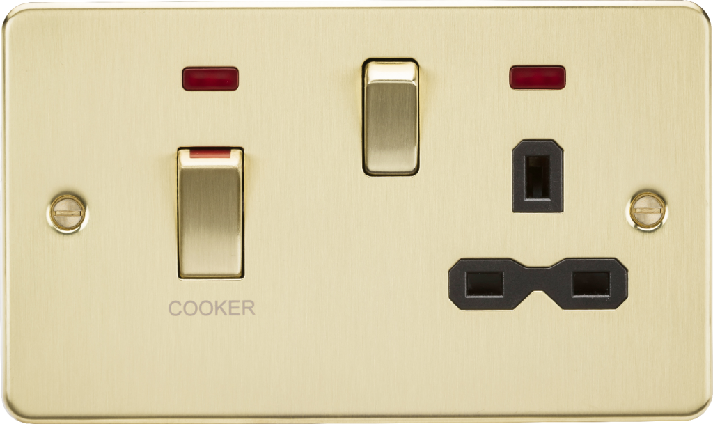Knightsbridge Flat Plate Brushed Brass Cooker Switch and 13A DP ...
