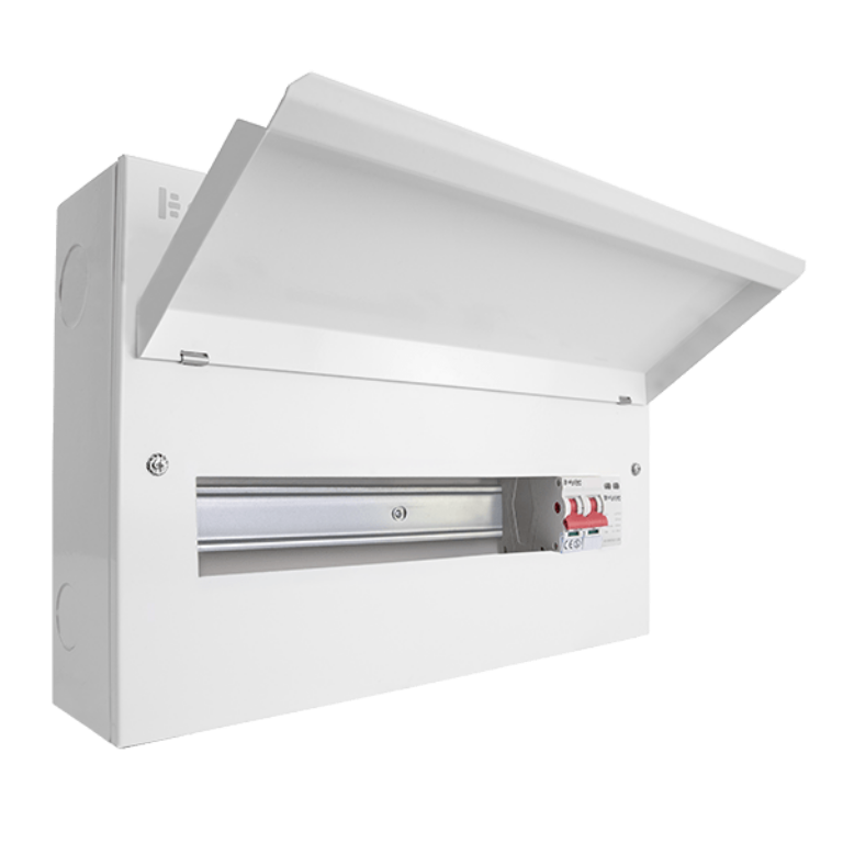 Elucian 18 Way Consumer Unit + 100A Mains Switch + 18mm 2 Pole SPD | UKES