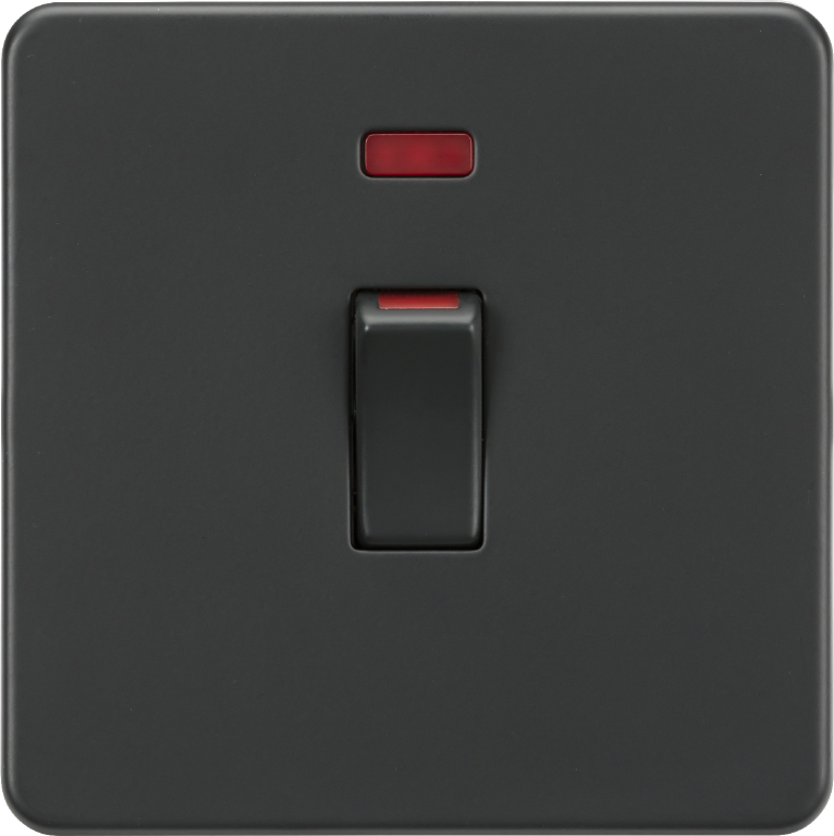 Knightsbridge Screwless Anthracite 45A Cooker Switch with Neon (Single ...