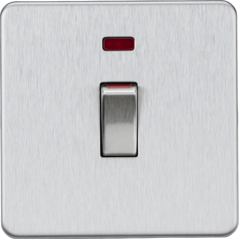 Knightsbridge Screwless Brushed Chrome 45A Cooker Switch with Neon ...