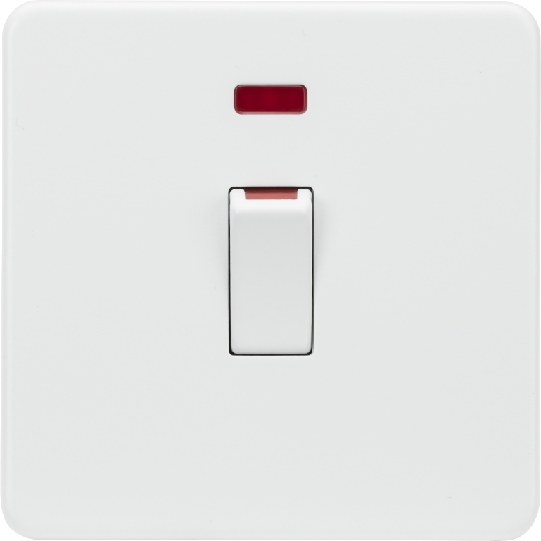 Knightsbridge Screwless Matt White 45A Cooker Switch with Neon (Single ...
