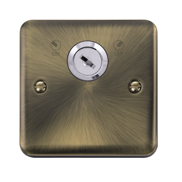 Click Deco Plus Antique Brass 1 Gang 20A Double Pole Key Lockable ...