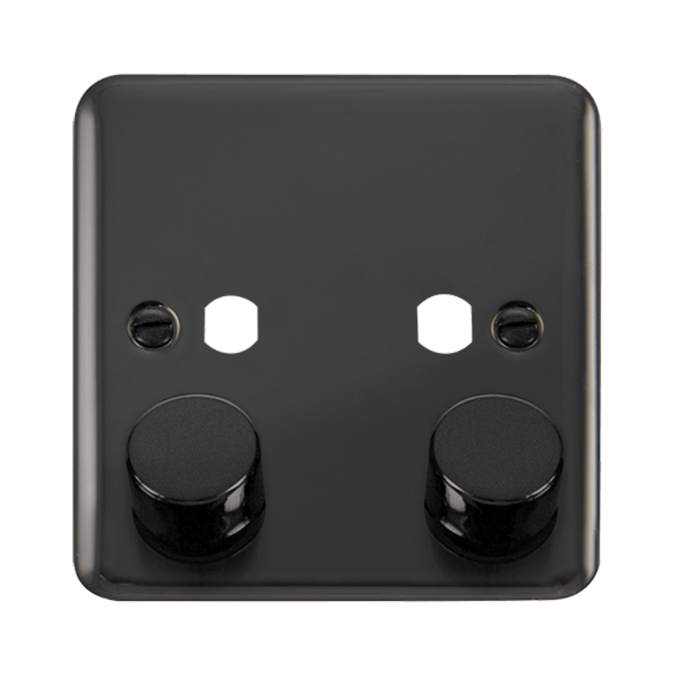Click Deco Plus Black Nickel 2 Gang Unfurnished Dimmer Plate with Black ...