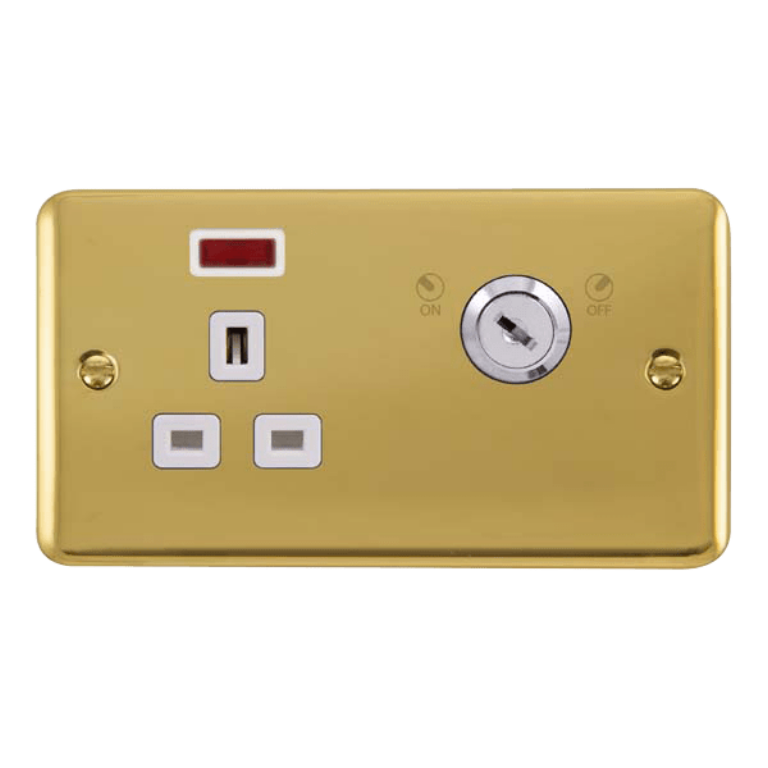 Click Deco Plus Polished Brass 1 Gang 13A Double Pole Key Lockable ...
