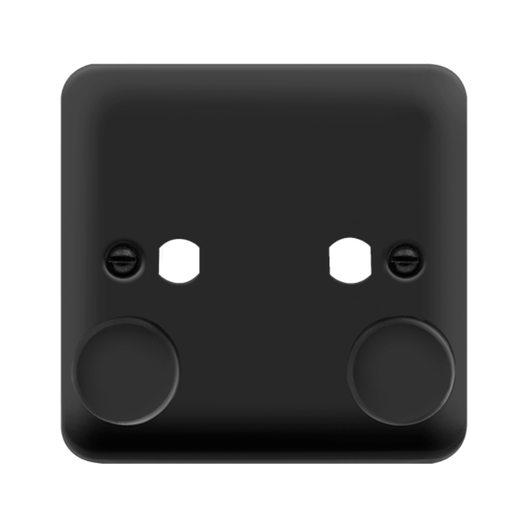 Click Deco Plus Matt Black 2 Gang Unfurnished Dimmer Plate with Matt ...