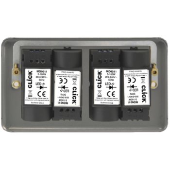Click Deco Plus Matt Black 4 Gang 2 Way 100W Dimmer Switch with Matt ...