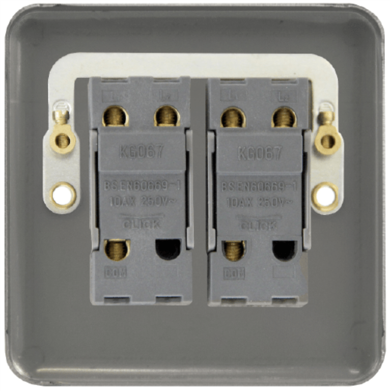 Click Deco Plus Matt Black 2 Gang 2 Way 10AX Toggle Switch with Matt ...