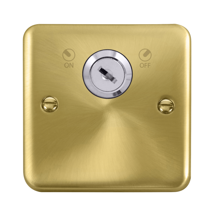 Click Deco Plus Satin Brass 1 Gang 20A Double Pole Key Lockable Switch ...