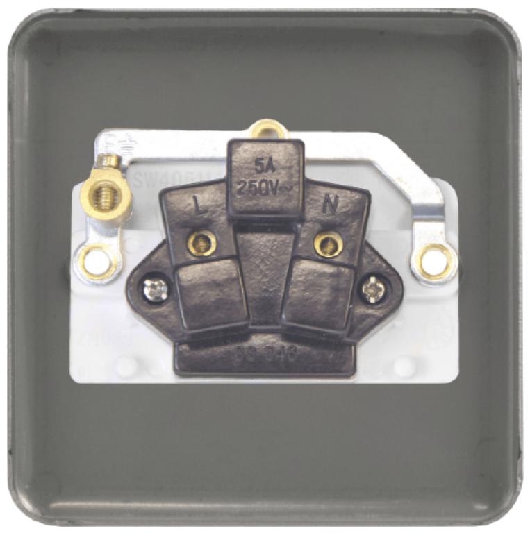 Click Deco Plus Satin Chrome 5A Round Pin Unswitched Socket with Grey ...