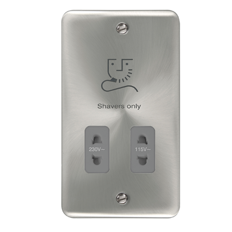Click Deco Plus Satin Chrome 115/230V Dual Voltage Shaver Socket with ...