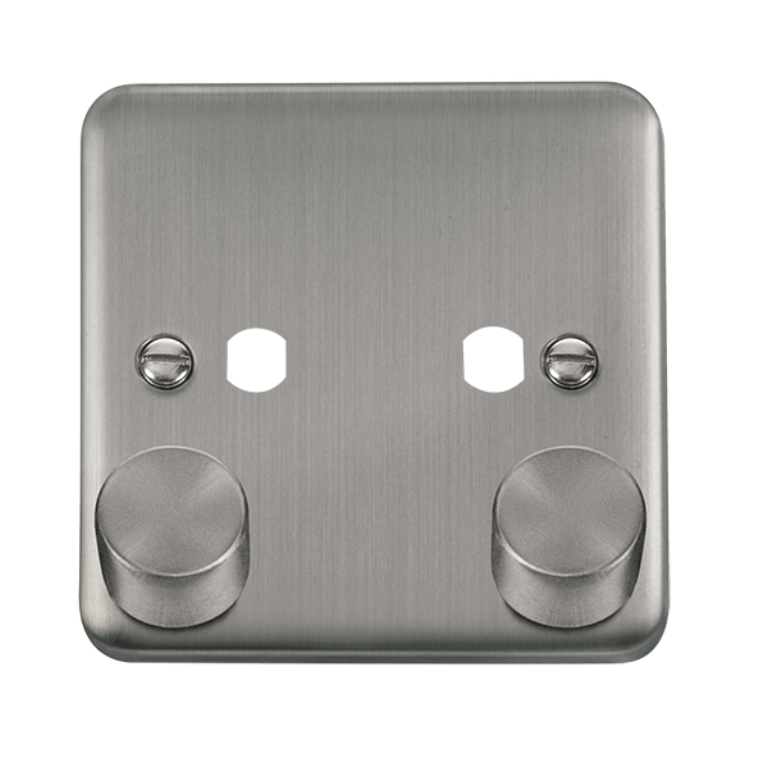 Click Deco Plus Stainless Steel 2 Gang Unfurnished Dimmer Plate with ...
