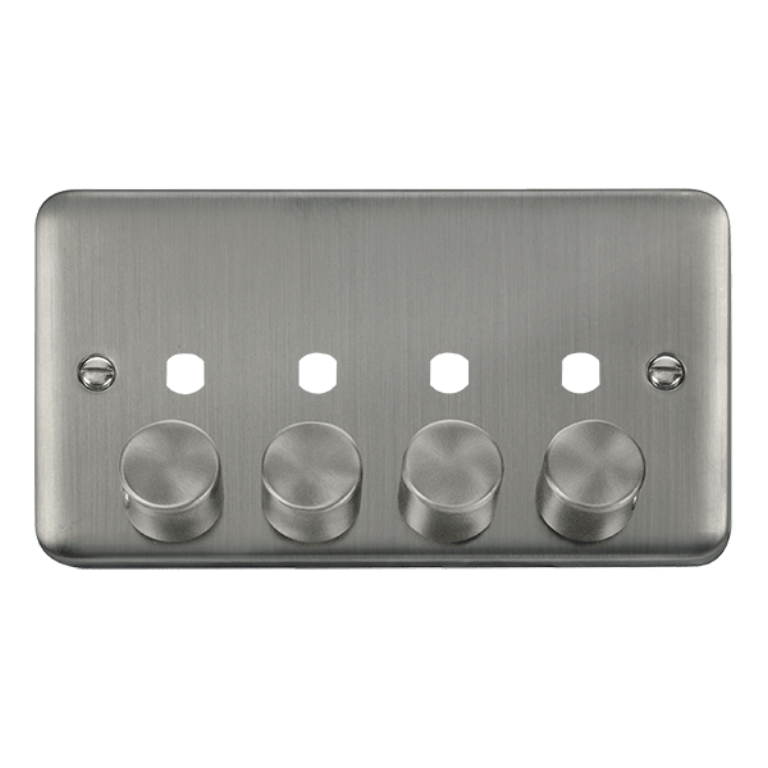 Click Deco Plus Stainless Steel 4 Gang Unfurnished Dimmer Plate with ...