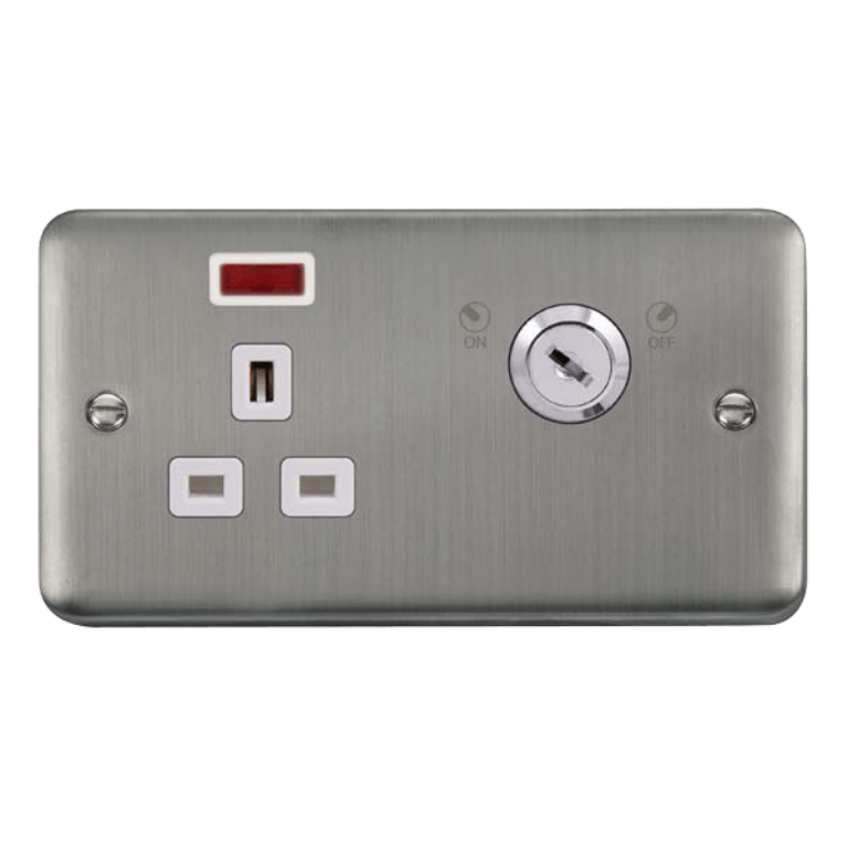 Click Deco Plus Stainless Steel 1 Gang 13A Double Pole Key Lockable ...