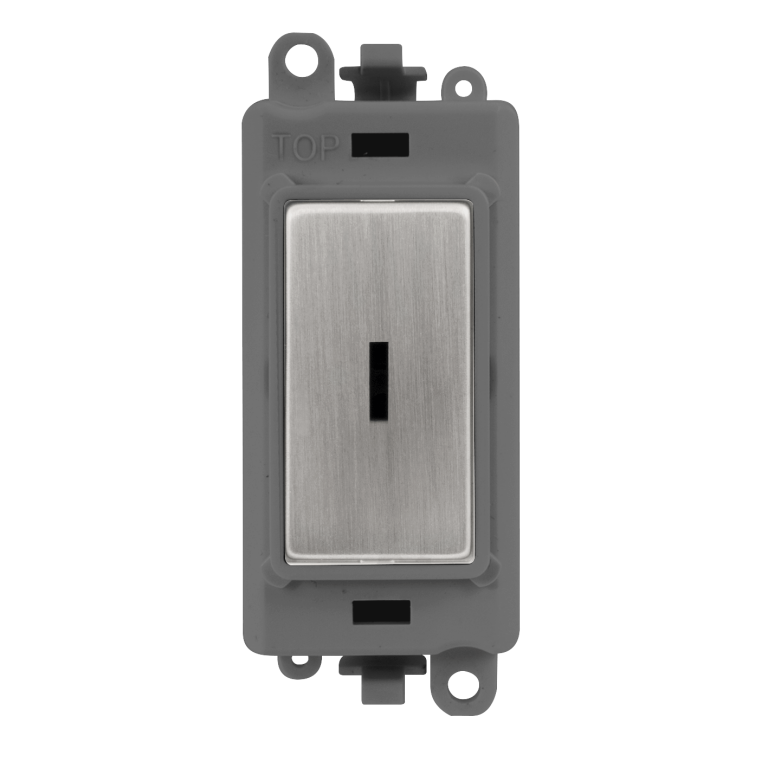 Click GridPro Stainless Steel 2 Way 20AX Keyswitch Module with Grey Surround | UKES