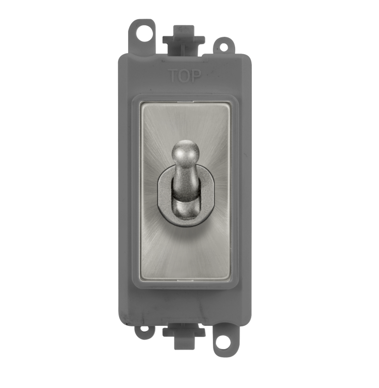 Click GridPro Satin Chrome 20AX Intermediate Toggle Switch Module with Grey Surround | UKES