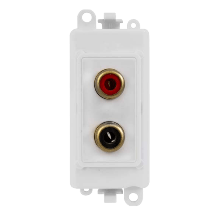 Click GridPro Polar White Twin RCA/Phono Module | UKES