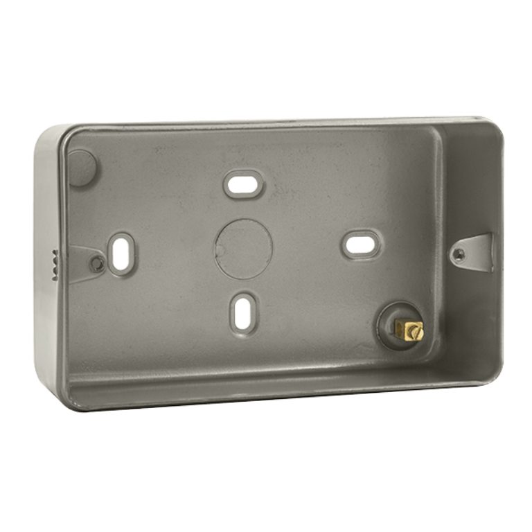 Click Deco Plus Metal Clad 2 Gang 40mm Deep Mounting Box | UKES