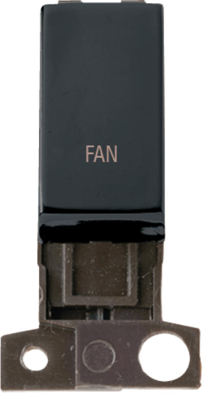 Click MiniGrid Matt Black 13A/10AX Double Pole Fan Ingot Switch Module ...