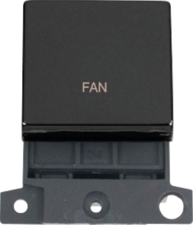 Click MiniGrid Matt Black 20A Double Pole Fan Ingot Switch Module | UKES