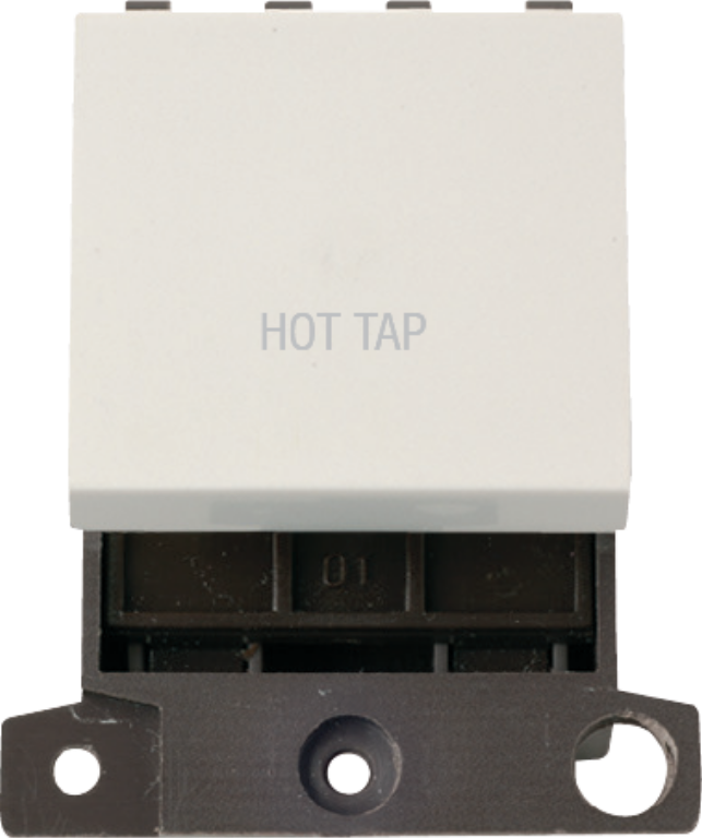 Click MiniGrid Polar White 20A Double Pole Hot Tap Switch Module | UKES