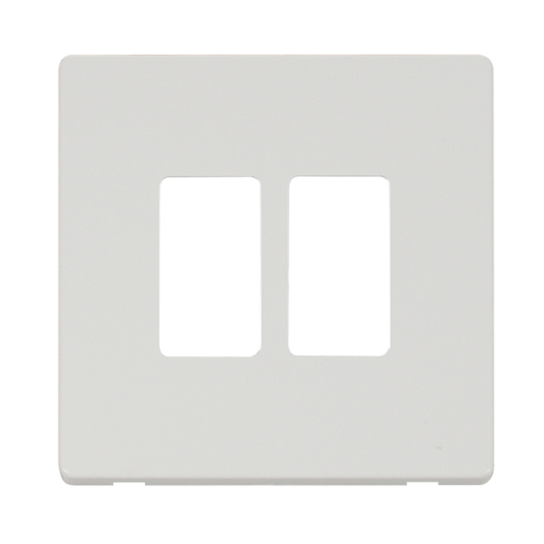 Click Definity Metal White 2 Gang GridPro Frontplate | UKES