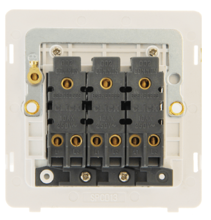 Click Definity Complete Matt Black 3 Gang 10AX Switch with Black ...