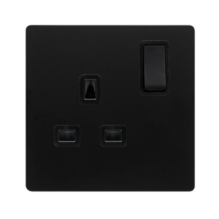 Click Definity Complete Matt Black 1 Gang 13A Double Pole Switched ...