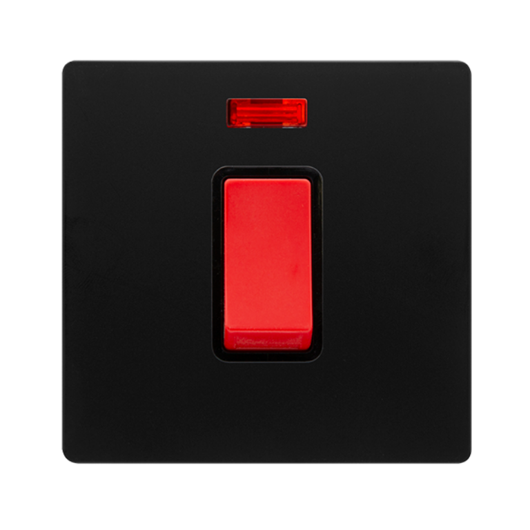 Click Definity Complete Matt Black 50A Double Pole Switch with Neon ...