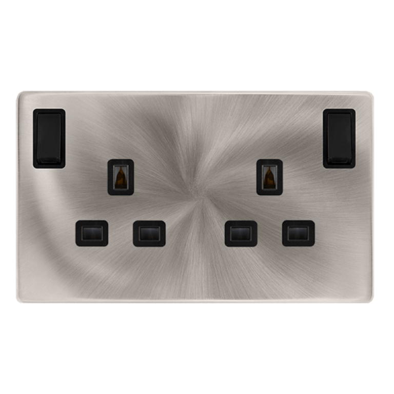 Click Definity Complete Brushed Stainless 2 Gang 13A Double Pole Ingot ...