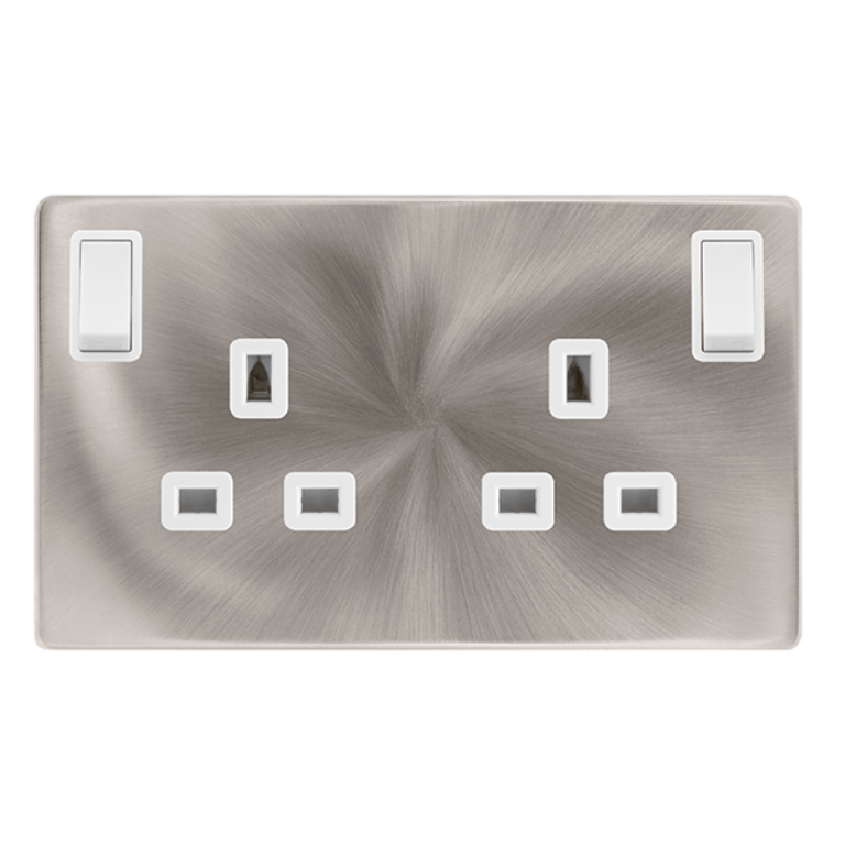 Click Definity Complete Brushed Stainless 2 Gang 13A Double Pole Ingot ...