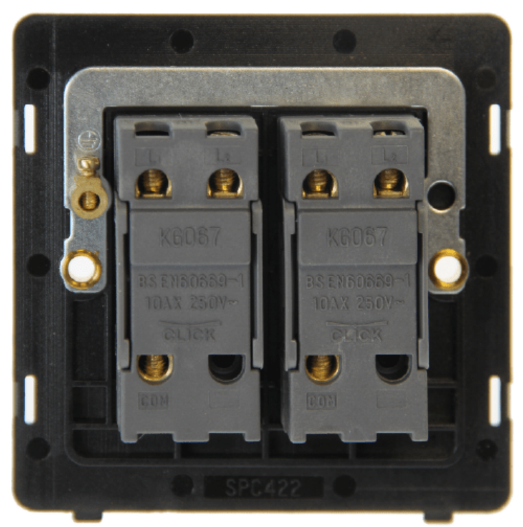 Click Definity Complete Brushed Stainless 2 Gang 2 Way 10AX Toggle Switch with Brushed Stainless ...