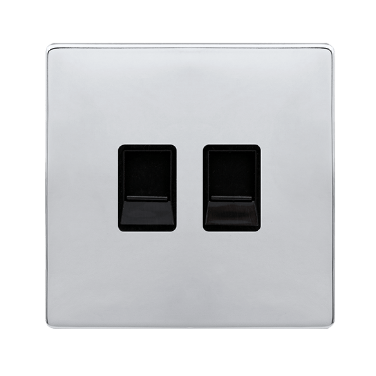 Click Definity Complete Polished Chrome 2 Gang Master Telephone Socket ...